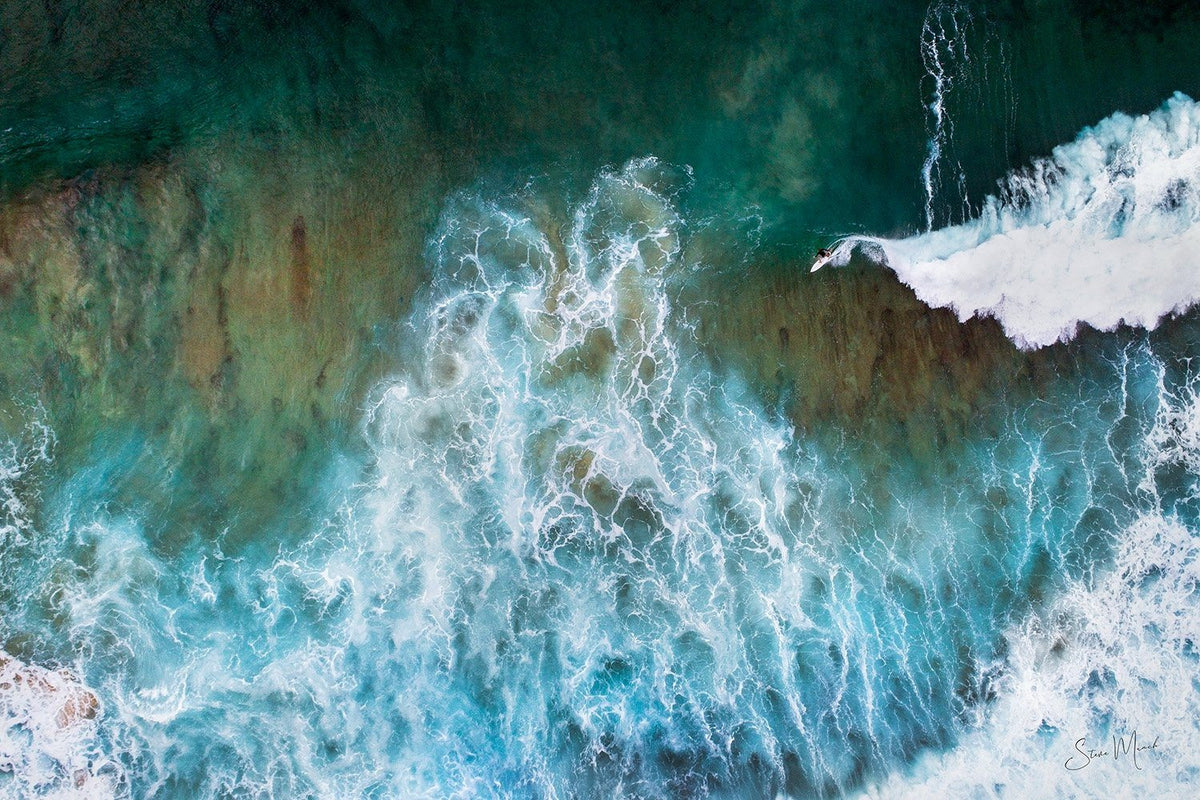 Sky Surfer - Aerial View of Surfer Riding Wave Wall Art Photo ...