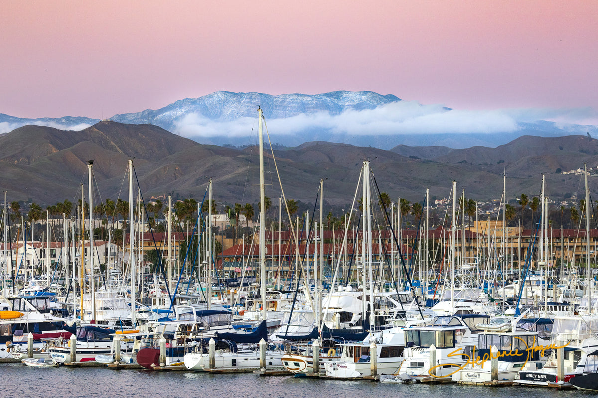 Winter Harbor View - Marina & Mountains Photo – Latitudes Gallery